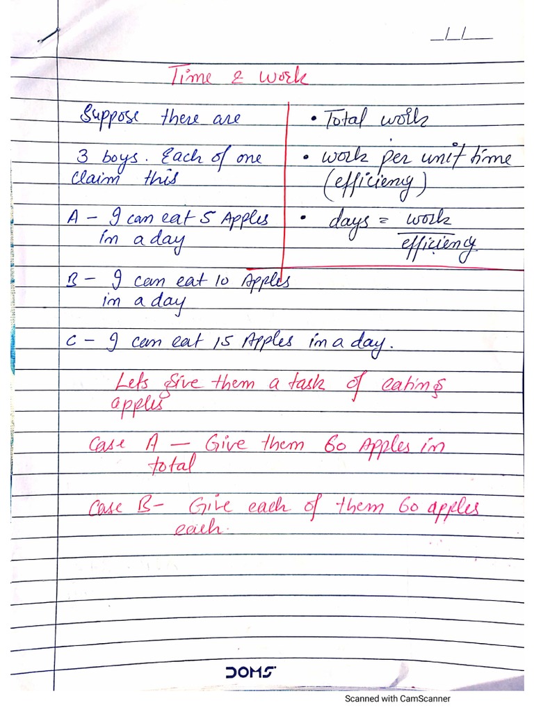 Time & Work Hand Written | PDF
