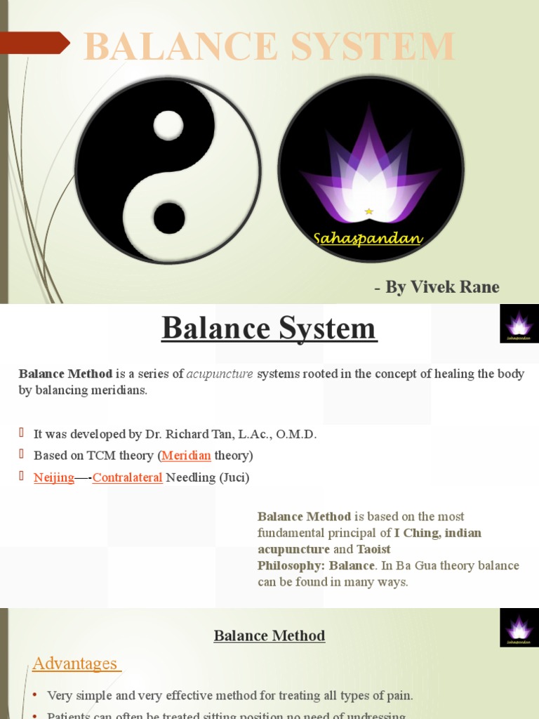 Dr. Tan's Balance Method Overview | PDF | Meridian (Chinese Medicine ...