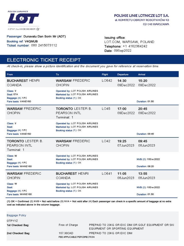 Your Electronic Ticket-EMD Receipt-Dan | PDF