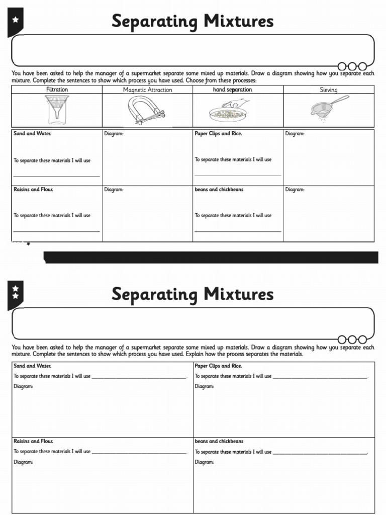 SCIENCE Separating Mixtures Activity Sheets | PDF | Foods