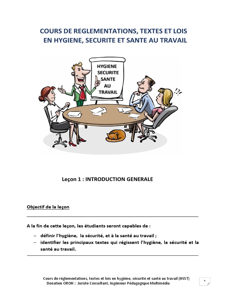 Lecon1 - Introduction - Generale - HSST | PDF | Santé et sécurité au ...