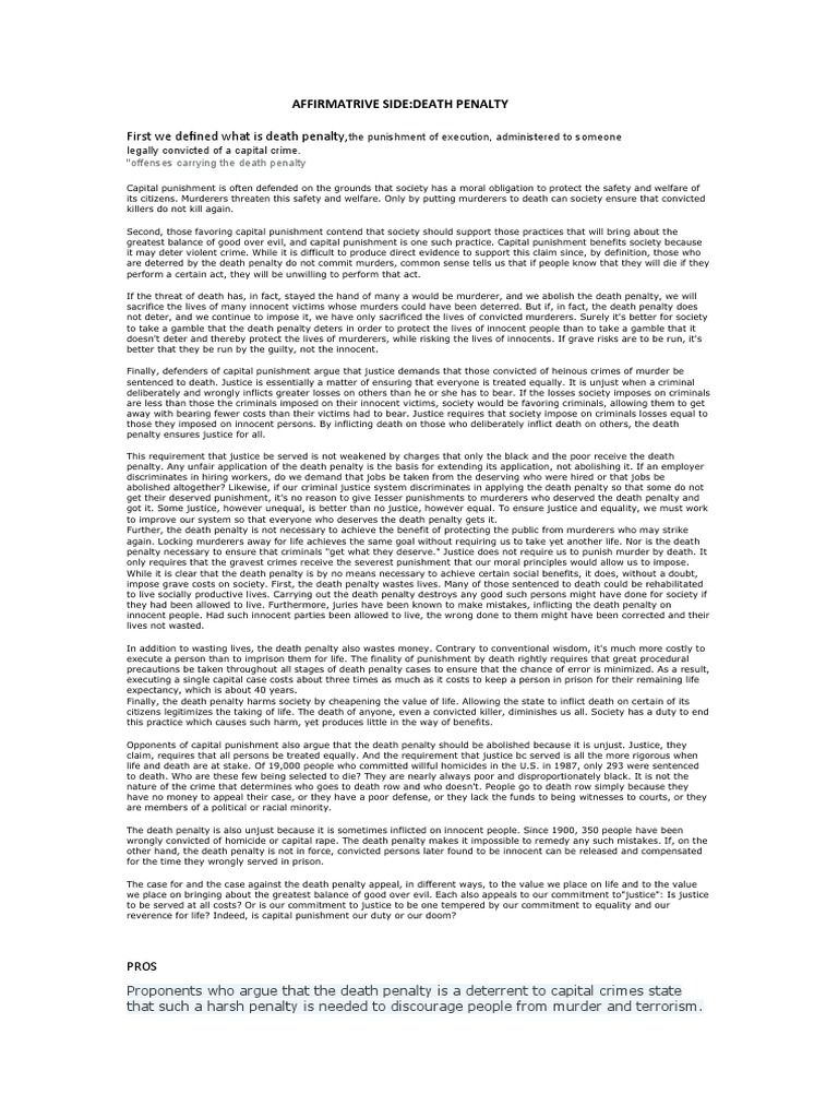 Debate Death Penalty Script | PDF | Capital Punishment | Justice