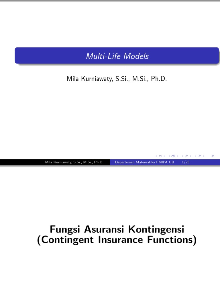 Multi-Life Models Part III-PSIA | PDF | Metode & Bahan Ajar