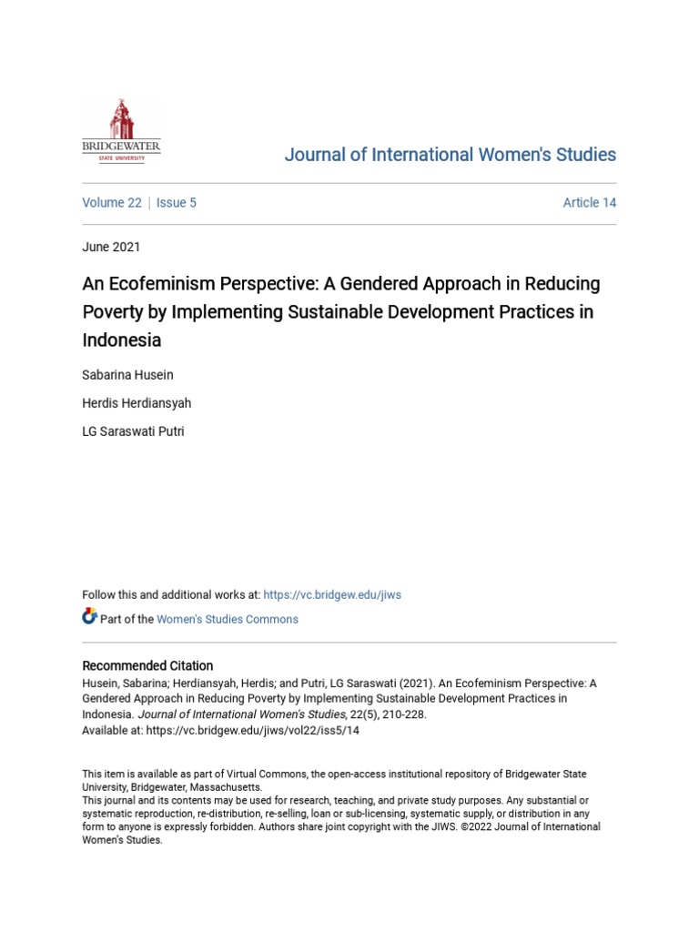Ecofeminism Perspective A Gendered Approach In Reducing Poverty By