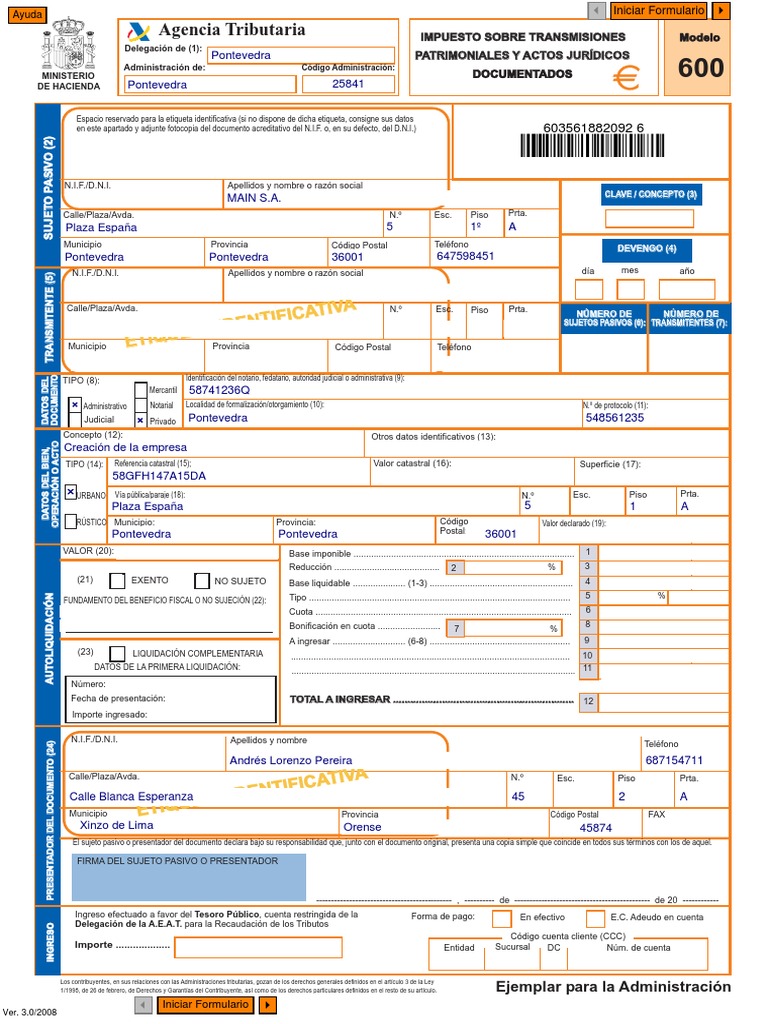 Mod 600 e | PDF | Impuestos | Contribuyente