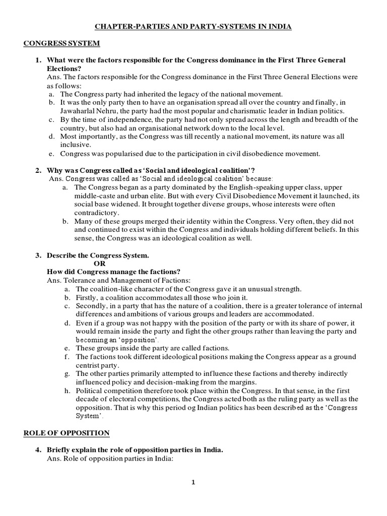 Pol SC Class 12 Study Material | PDF | Indian National Congress ...