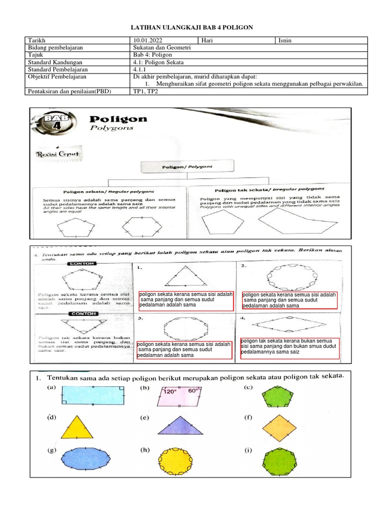 Latihan Ulangkaji Bab 4 Poligonpdpr1a | PDF
