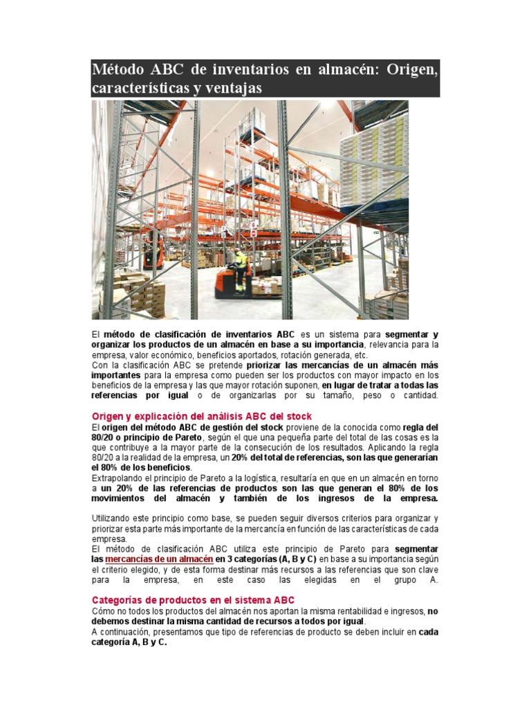 Metodo Abc de Inventarios | PDF | Almacén | Inventario