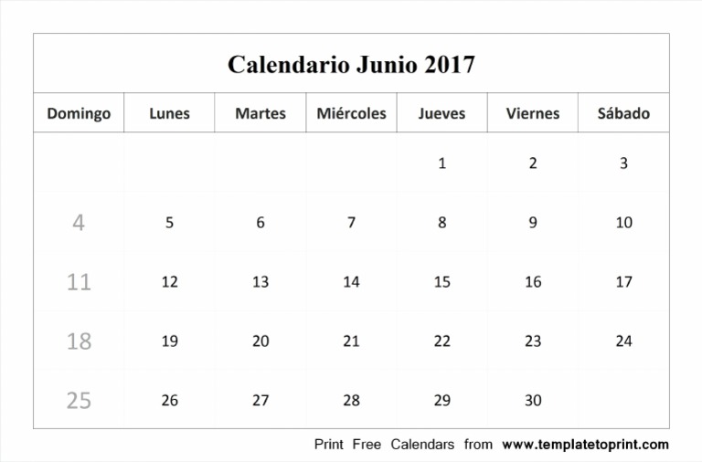 Calendario Junio 2017 PDF | PDF