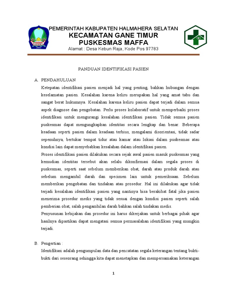 Panduan Identifikasi Pasien | PDF | Pengembangan Diri | Sains & Matematika