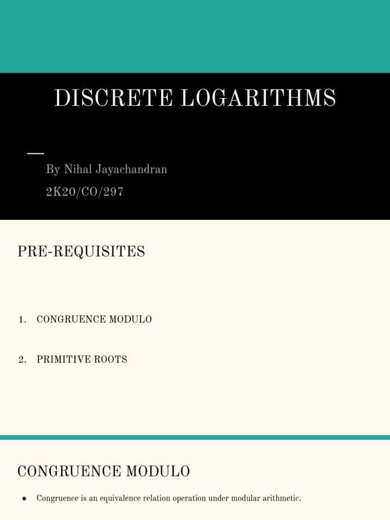 Discrete Logarithms Pdf Elementary Mathematics Mathematical Concepts