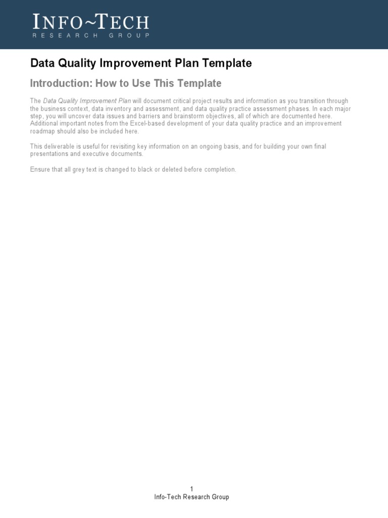 Data Quality Improvement Plan Template | PDF | Data Quality | Data Analysis