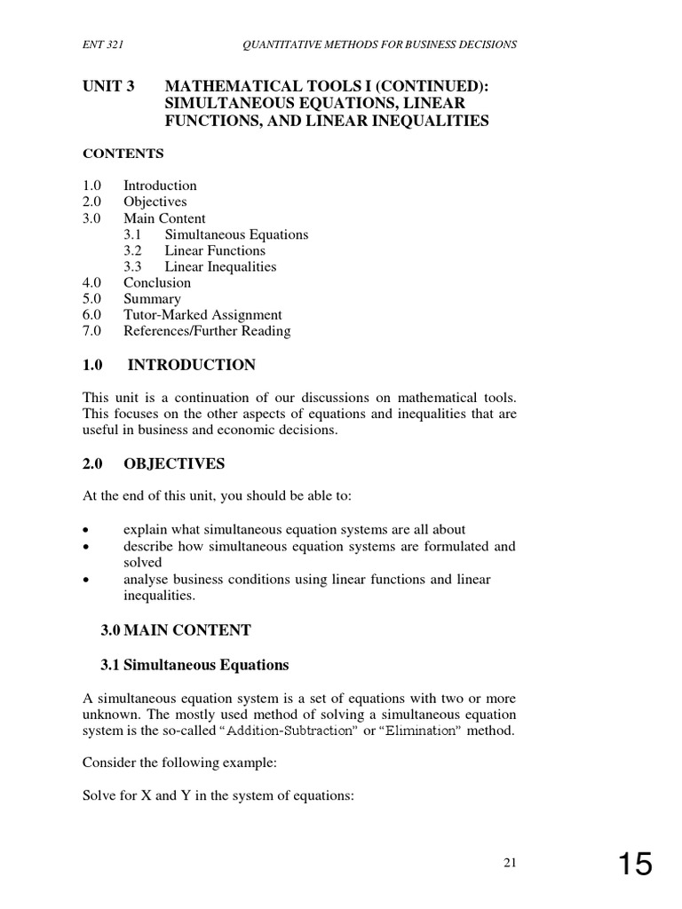 Chapter 3 Quantitative Method Fo Business | PDF | Equations | System Of ...