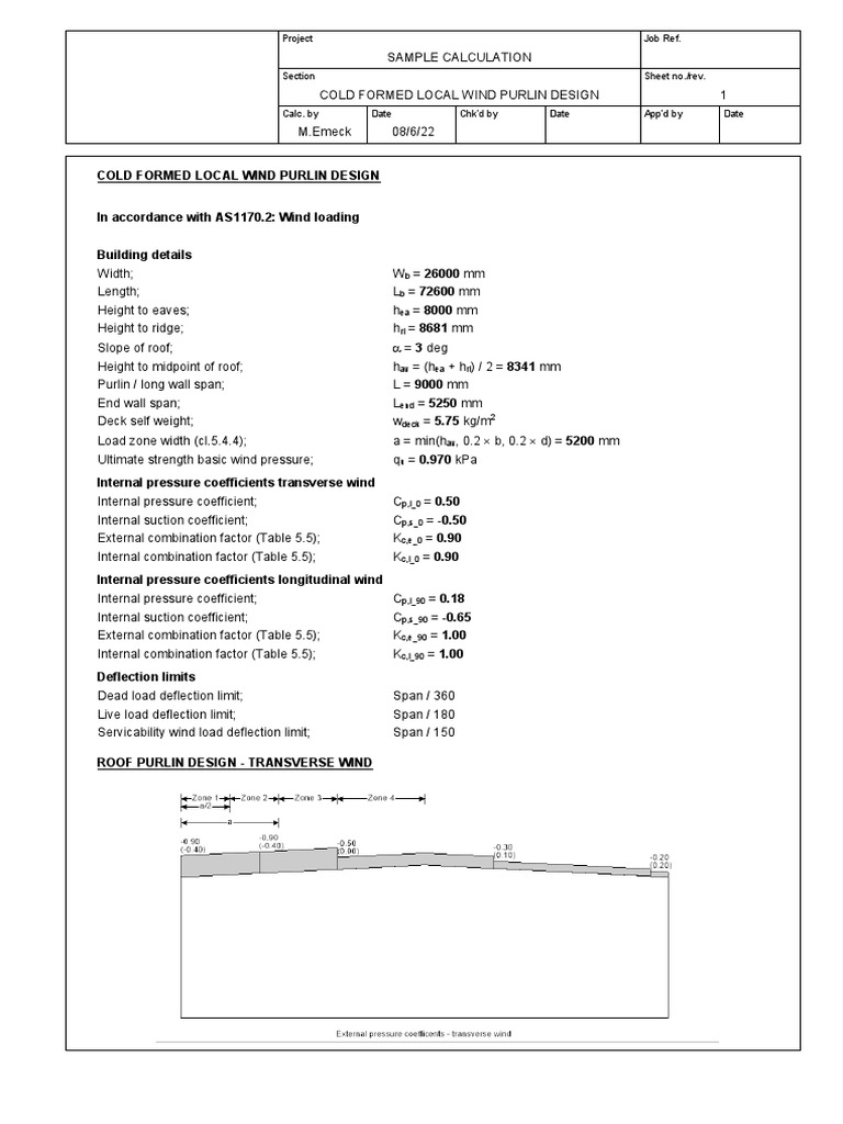 Cold Formed Steel Local Wind Purlin Design - Sample Calculation (As ...