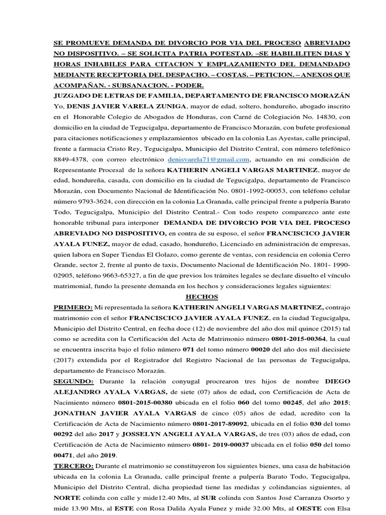 Demanda de Divorcio Contencioso | PDF | Demanda judicial | Divorcio Demanda de Divorcio Contencioso | PDF | Demanda judicial | Divorcio