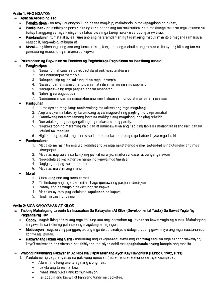 Esp 7 Reviewer Quarter 1 | PDF