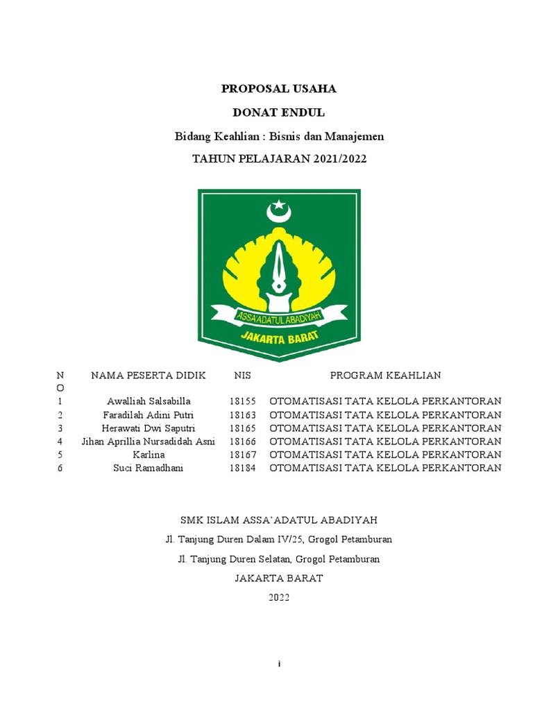 Proposal Usaha Donat Endul | PDF