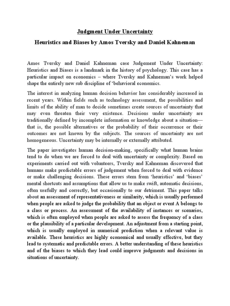 Heuristics and Biases in Decision-Making | PDF | Representativeness Heuristic | Scientific Method
