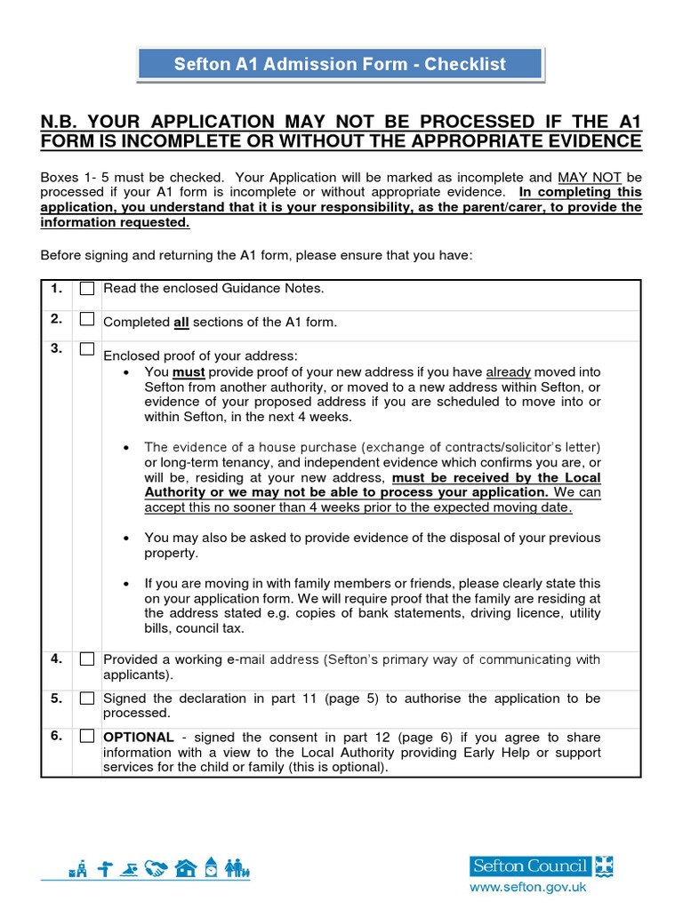 Sefton School Admissions A1 Form Guide | PDF | Refugee | Caregiver