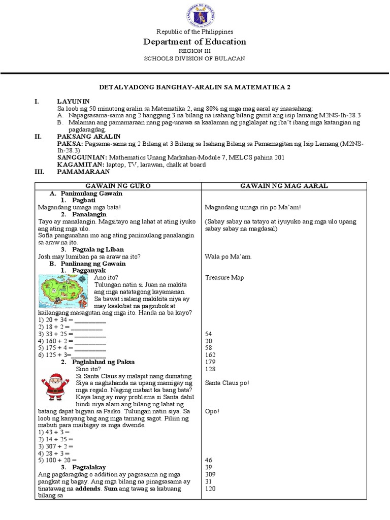 Detailed Lesson Plan In Mathematics Cot 1 Pdf