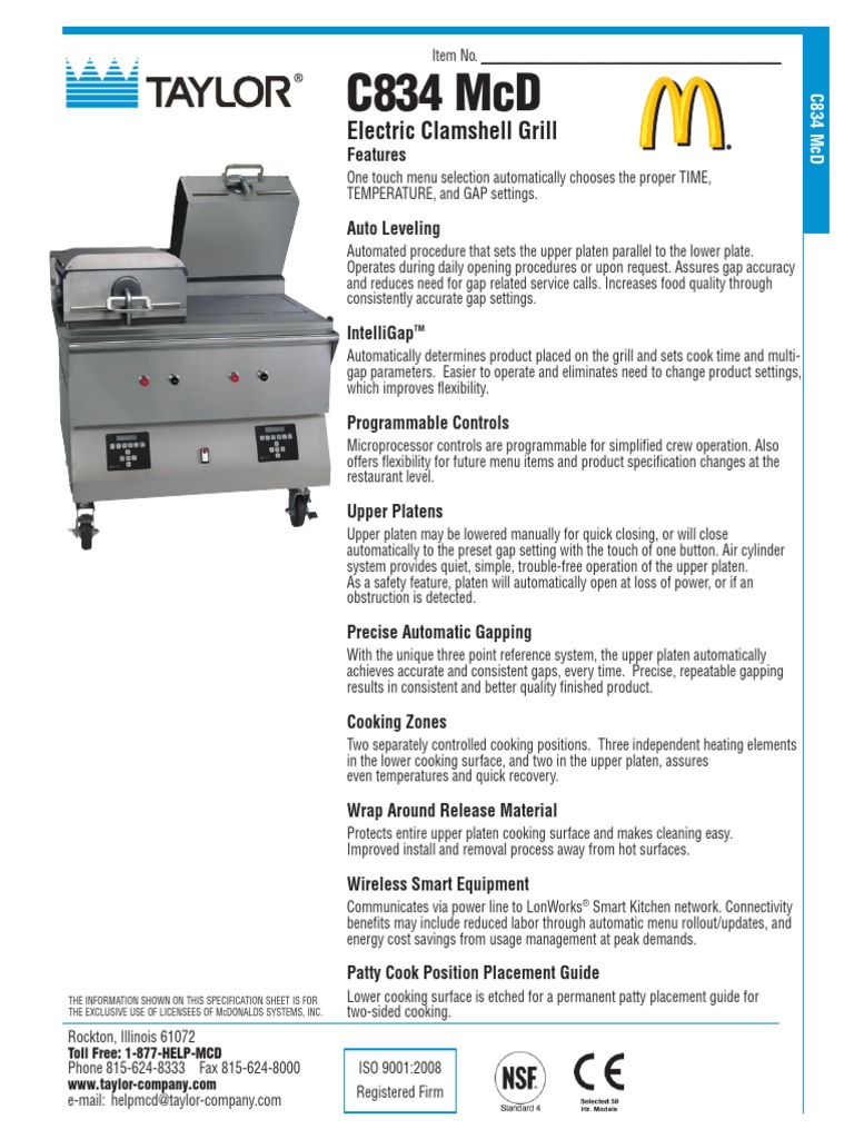 C834 MCD: Electric Clamshell Grill | PDF | Automation | Electrical ...
