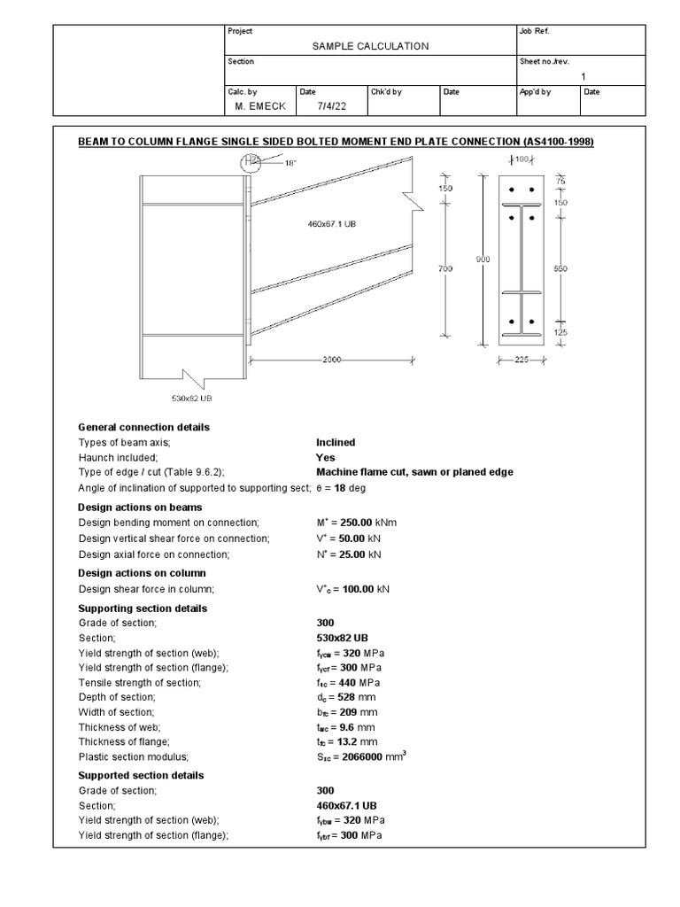 Beam to Column Flange Connection Analysis | PDF | Screw | Beam (Structure)