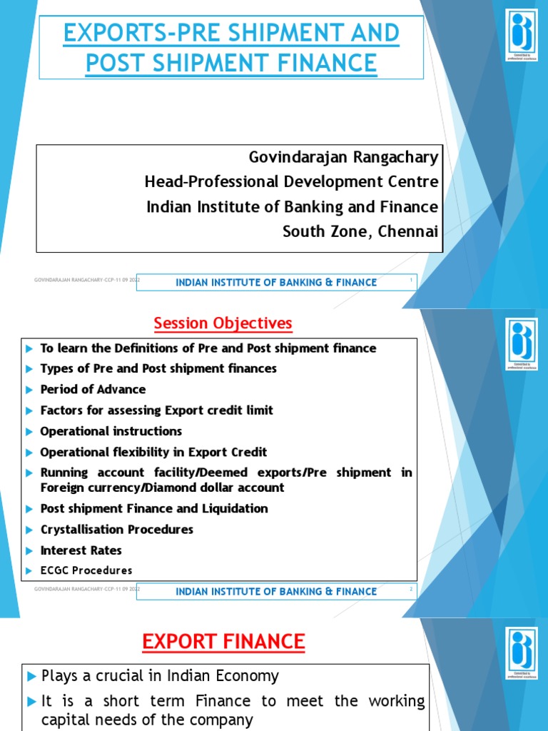 Exports-Pre Shipment and Post Shipment Finance | PDF | Banks | Finance ...