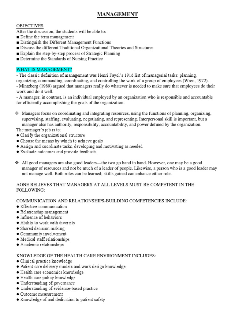 Management Lecture | PDF | Nursing | Strategic Planning Management Lecture | PDF | Nursing | Strategic Planning