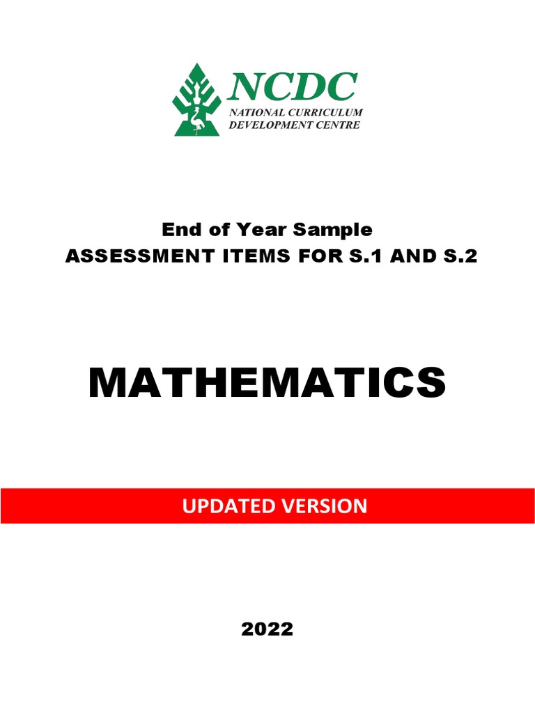 NCDC-Mathematics Sample Assessment Items-S.1 & S.2-2022 | PDF | Area | Rectangle