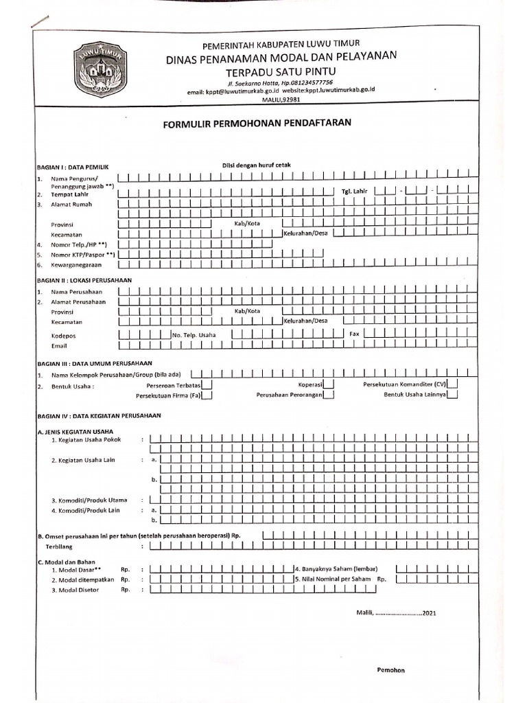 Formulir OSS PT, CV, Perorangan Mikro | PDF