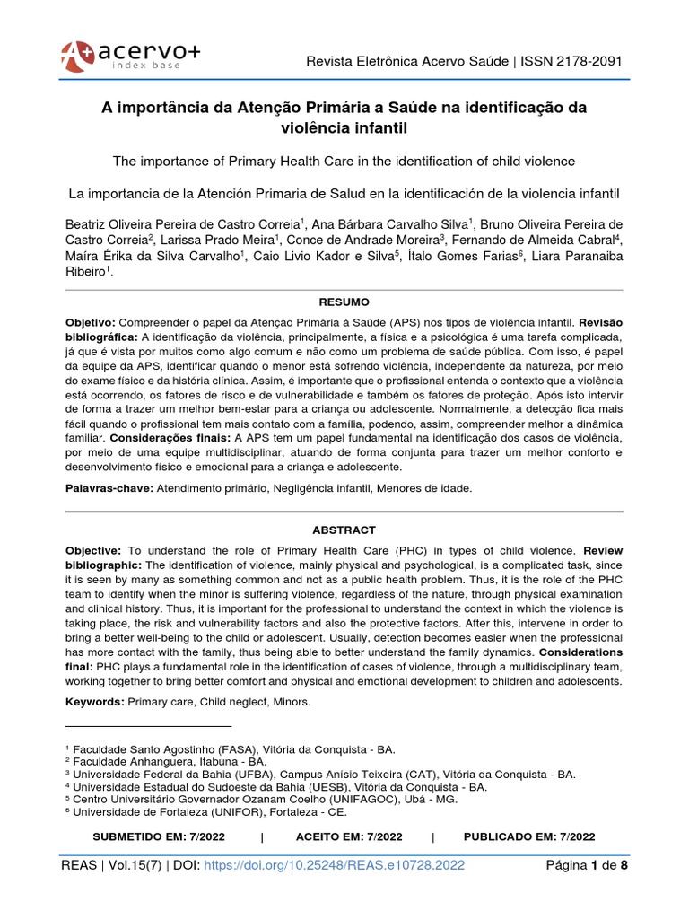 Artigo 120720 1 10 20220718 | PDF | Violência | Família Artigo 120720 1 10 20220718 | PDF | Violência | Família