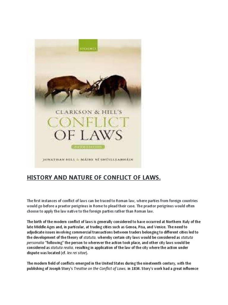 History and Nature of Conflict of Laws | PDF | Choice Of Law | Jurisdiction
