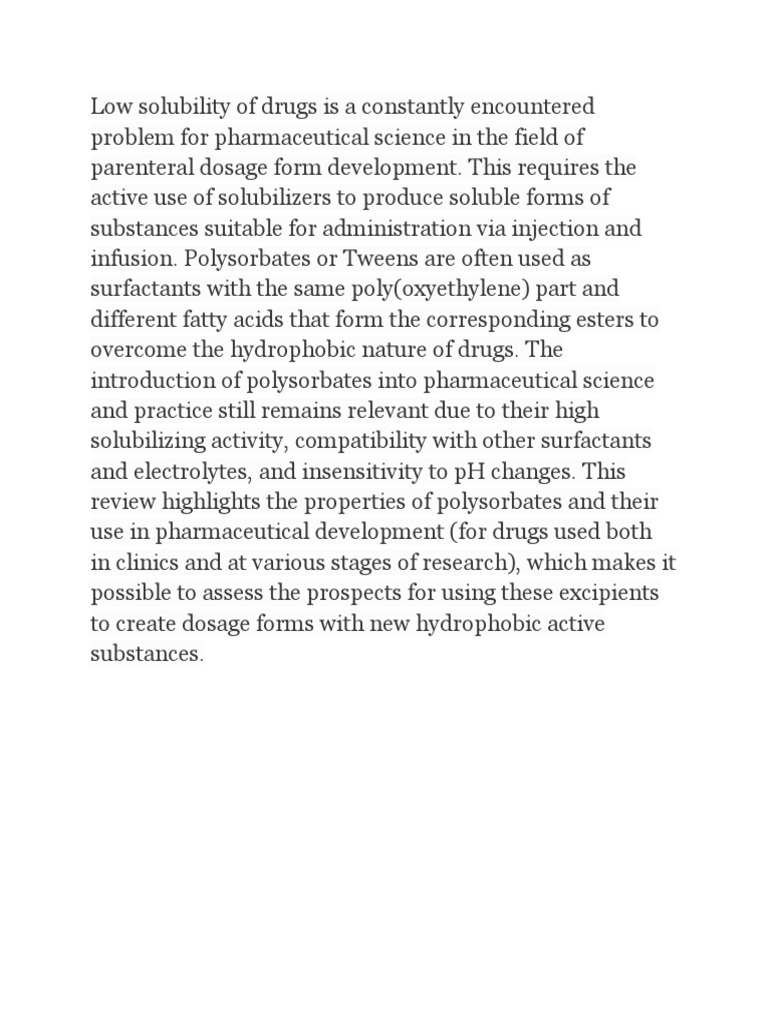 Solubility With Tween 80 | PDF