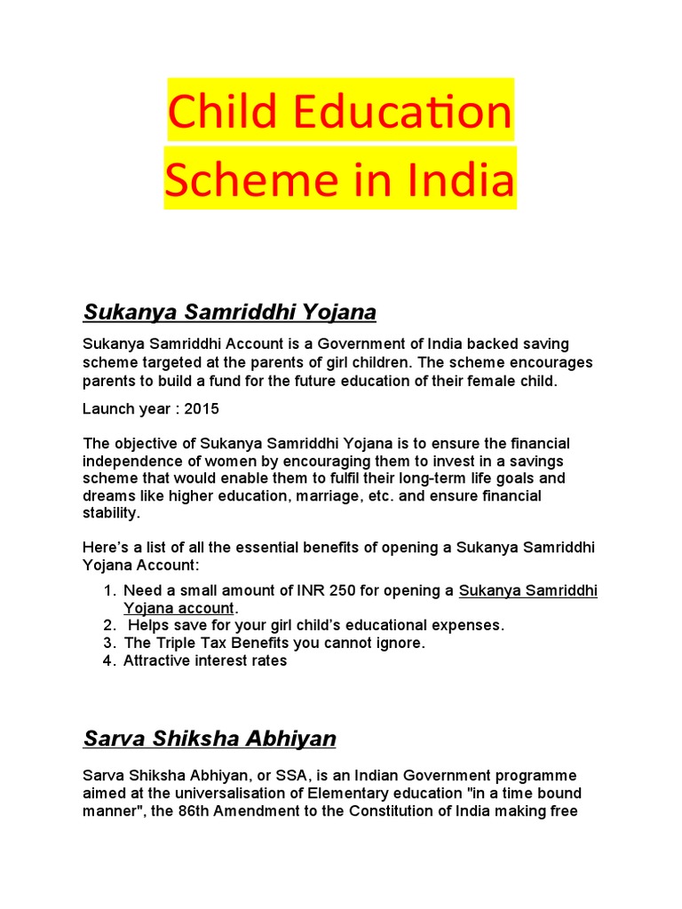 Child Education Scheme in India | PDF | Social Science
