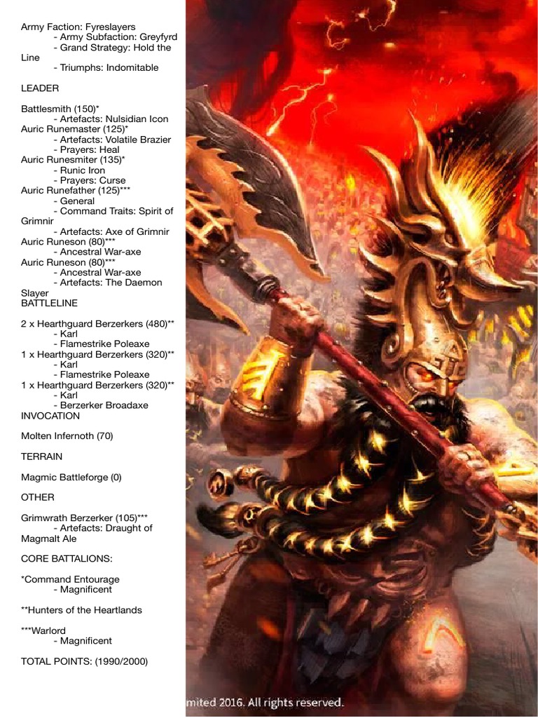 Fyreslayers Army List 2025 | PDF