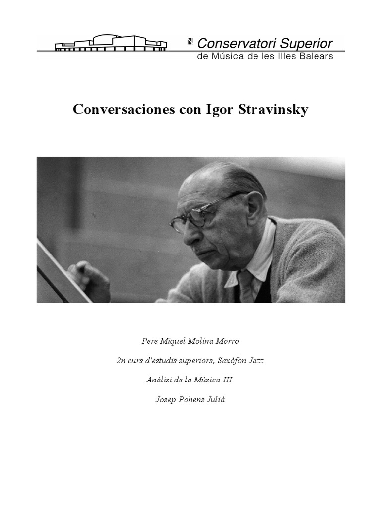 Conversaciones Con Stravinsky Resumen | PDF