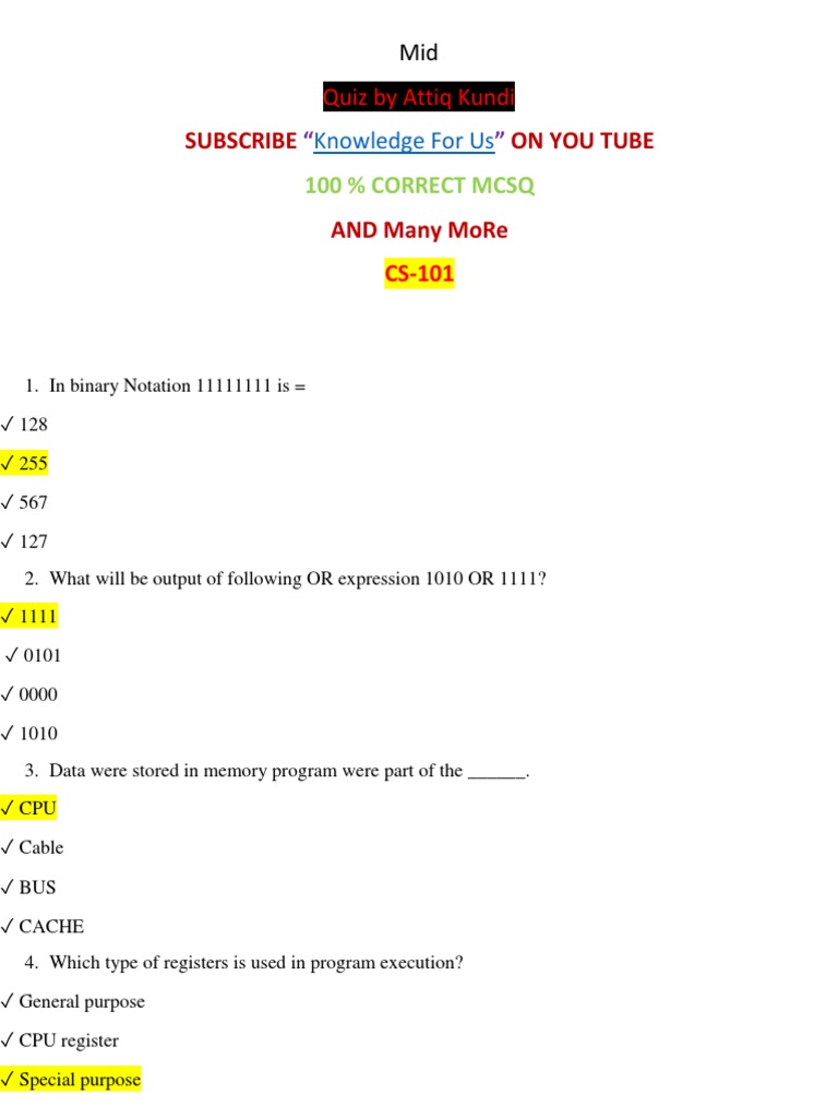 CS101 MID by Attiq Kundi | PDF | Computer Data Storage | World Wide Web