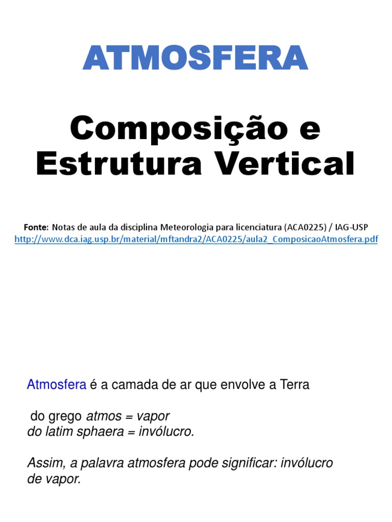 Aula1 - Atmosfera - Composicaoestrutura - Vertical | PDF | Atmosfera da Terra | Atmosfera