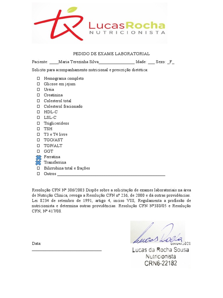 Pedido de Exame Laboratorial | PDF