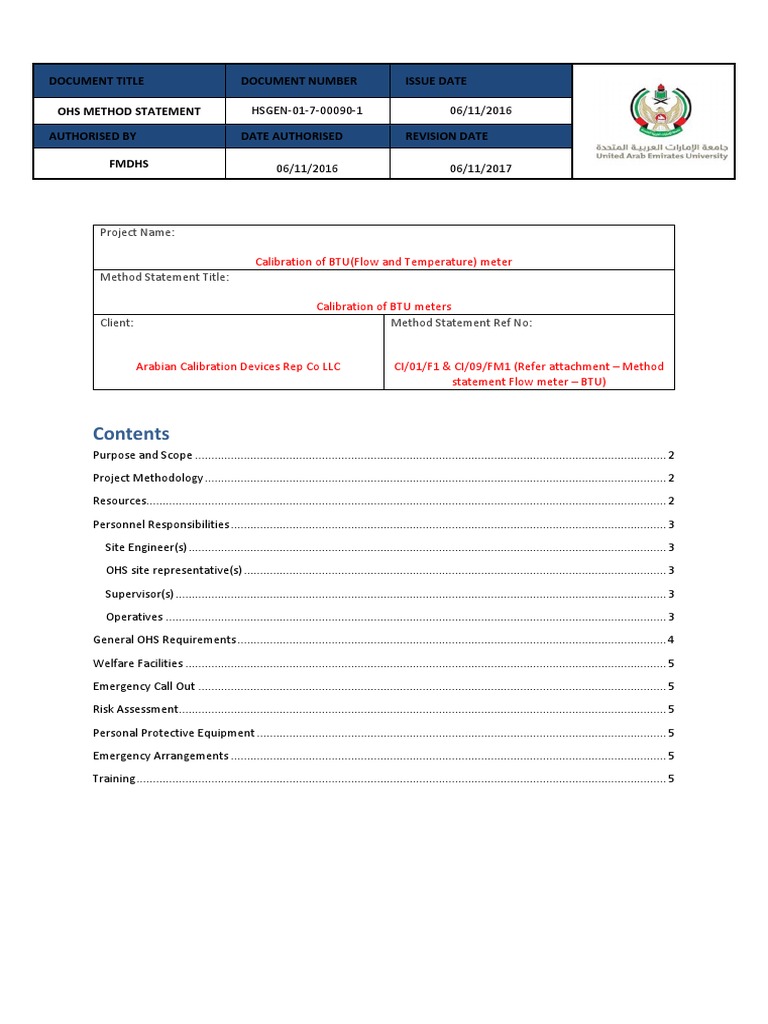 Hsgen-01-7-00090-1 Ohs Method Statement (5261652) (2305843009218962871) | PDF | Occupational ...