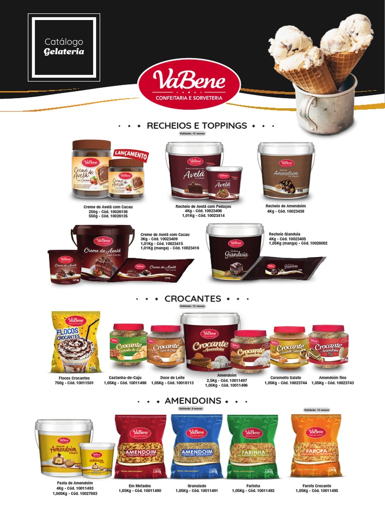 Catálogo Sorvetes VaBene 2022 | PDF | Chocolate | Culinária norte-americana