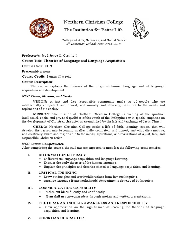 Theories of Language Acquisition Course | PDF | Language Acquisition ...