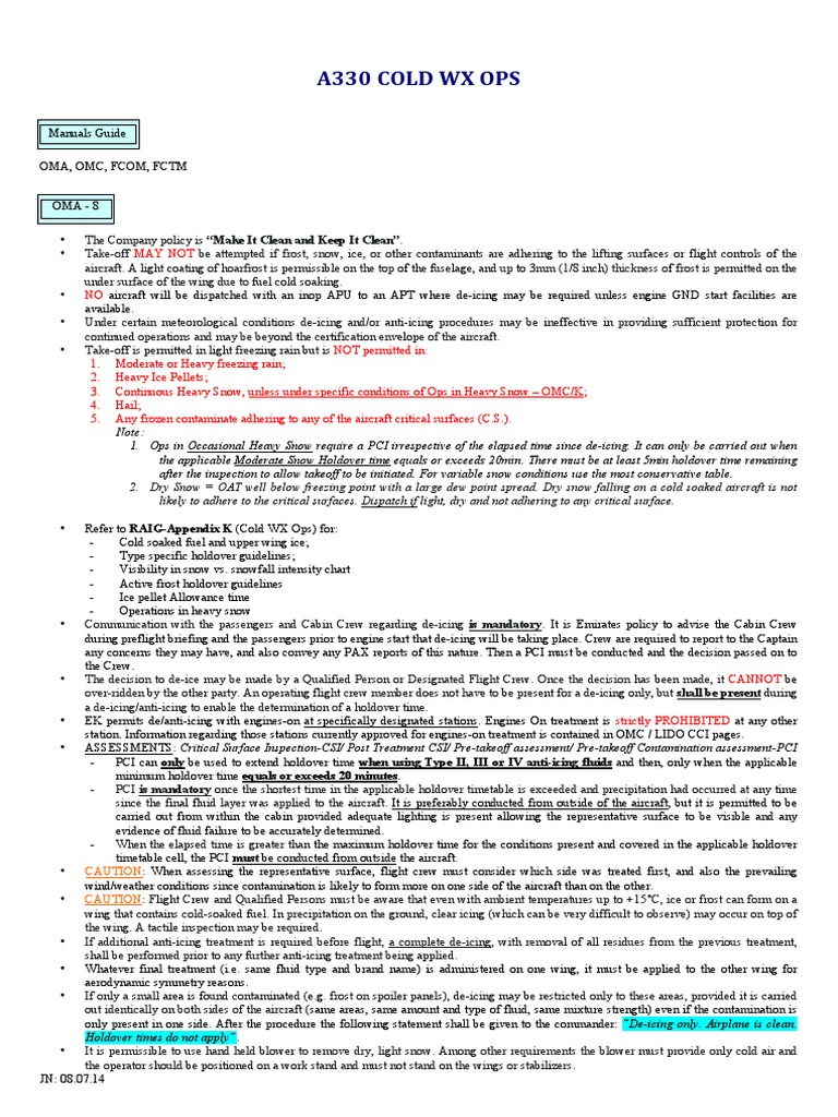 Guidance on Conducting Safe and Effective Aircraft De-Icing Operations ...