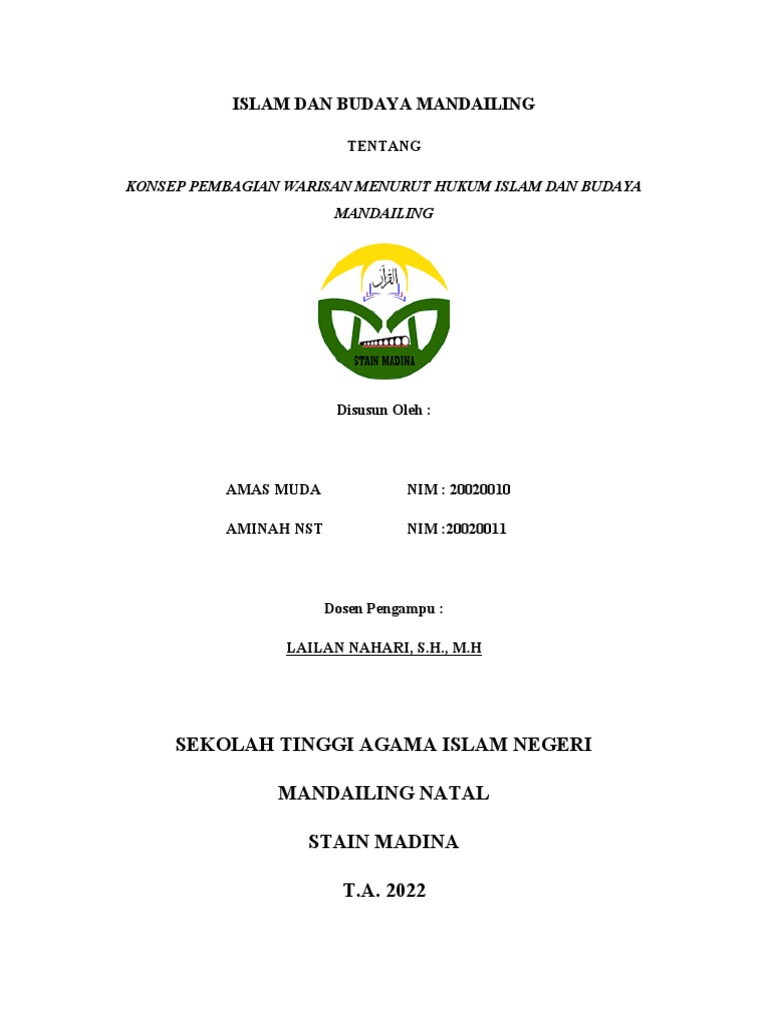 Adat Budaya Mandailing Harta Waris | PDF