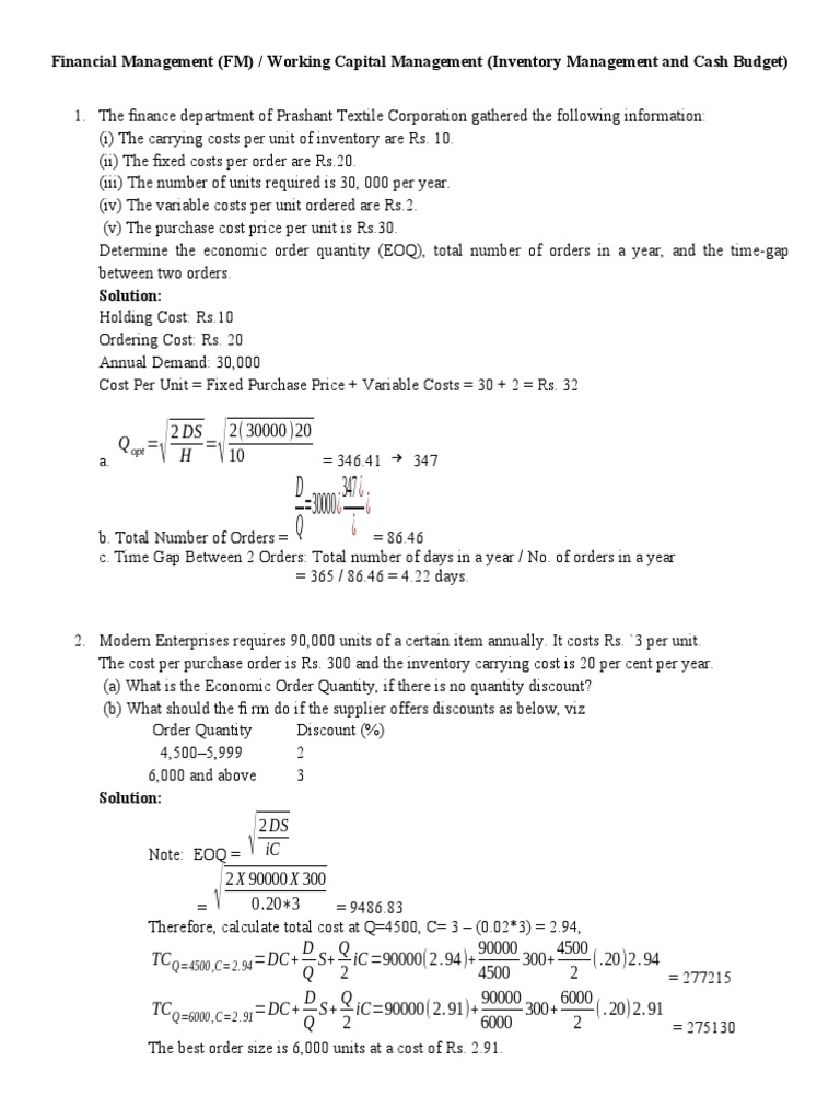 Inventory Budget and EOQ Analysis | PDF | Credit | Finance & Money ...