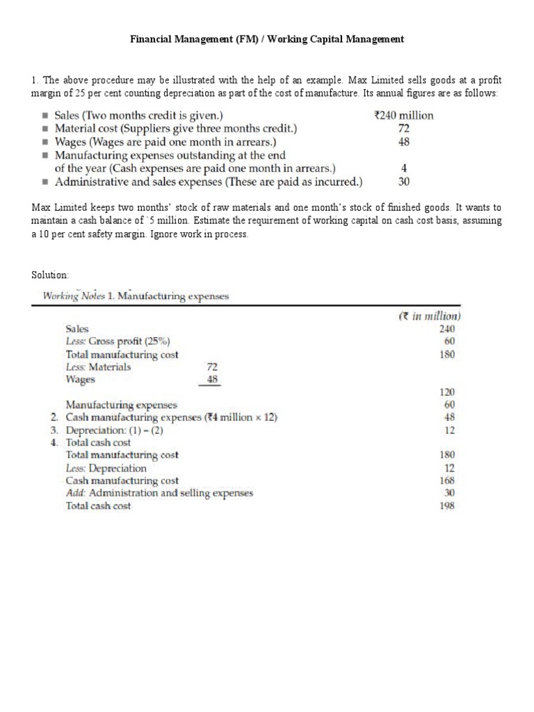 Working Capital Management Examples | PDF | Finance & Money Management