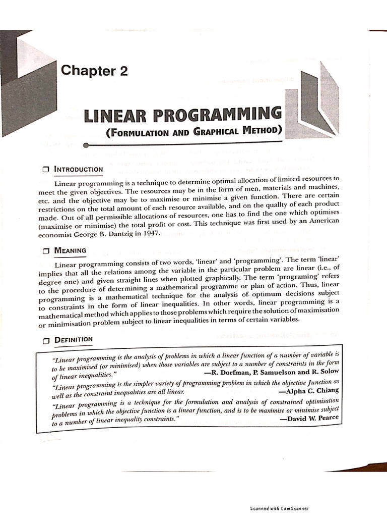 Chapter 2 (Part 1) Linear Programming (Formulation & Graphical Method) | PDF