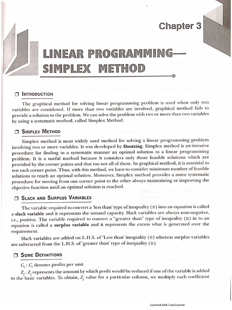Chapter 2 (Part 2) Linear Programming - Simplex Method | PDF
