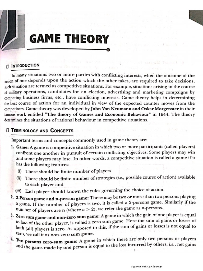 Chapter 3 Game Theory | PDF