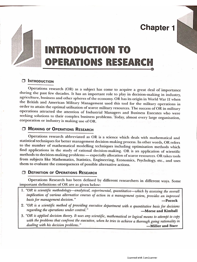 Chapter 1 Introduction To Operations Research | PDF